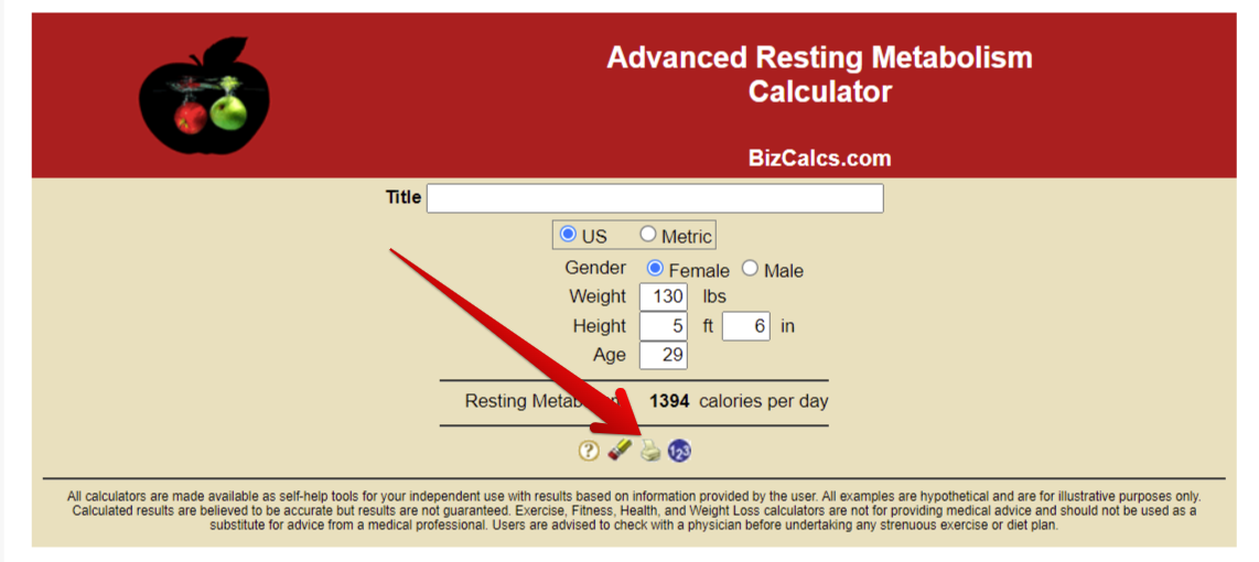 Advanced Resting Metabolism Calculator – BizCalcs.com